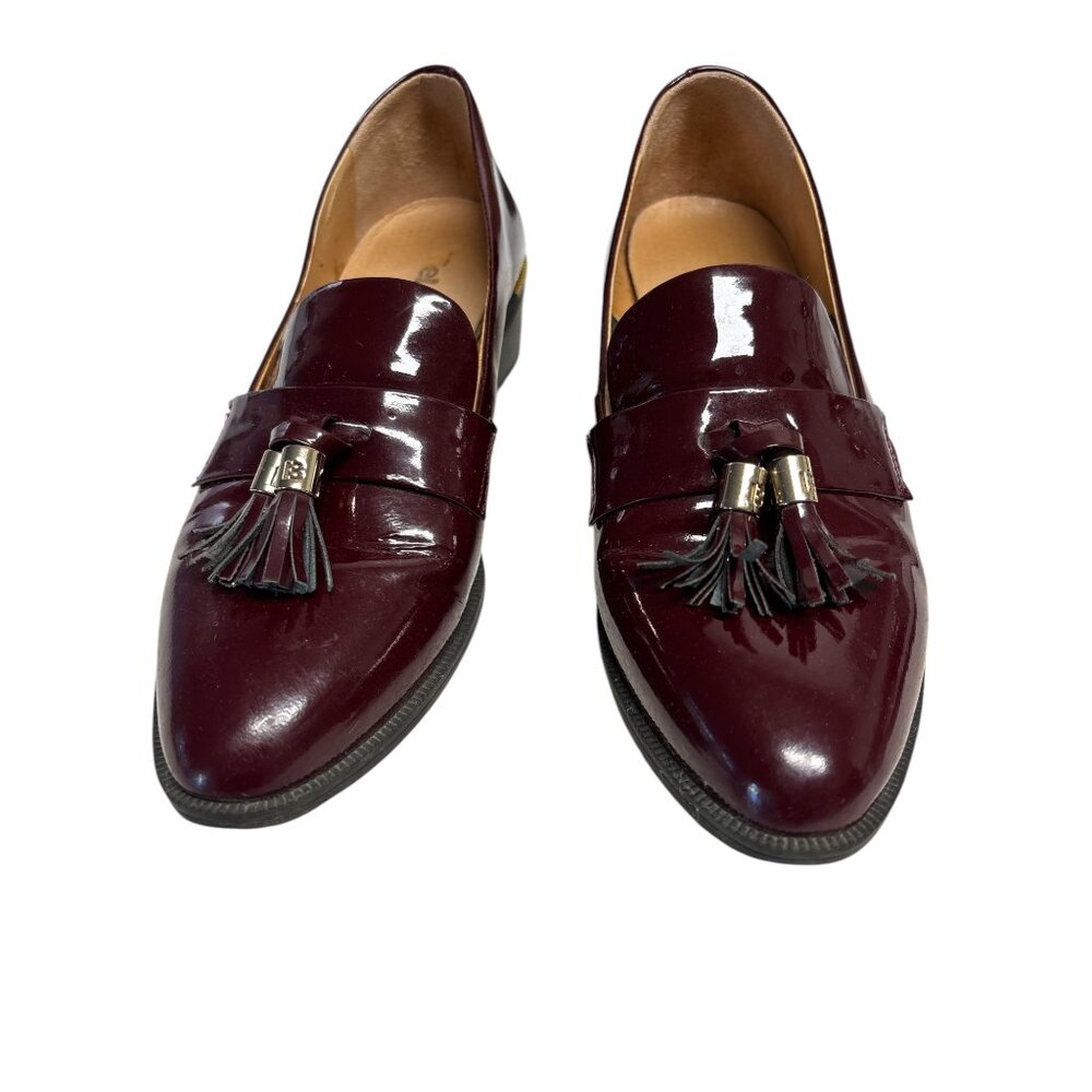 Burgundy Patent Leather Loafers With Tassels & Gold A… - Gem